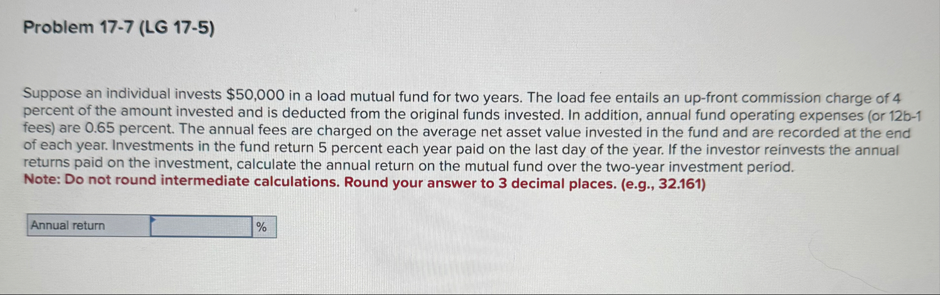 Solved Problem 17-7 (LG 17-5)Suppose an individual invests | Chegg.com