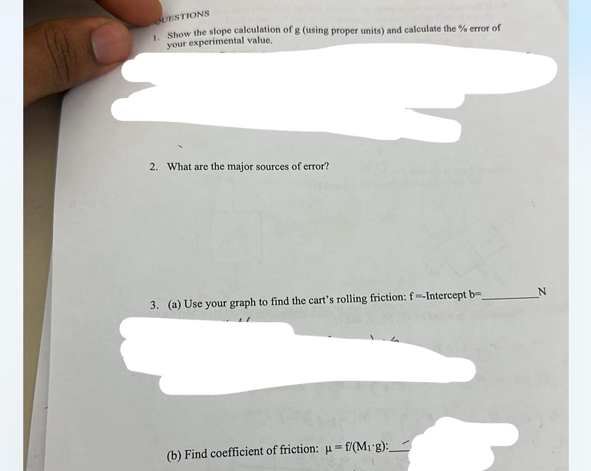 Show the slope calculation of g (using proper units) | Chegg.com