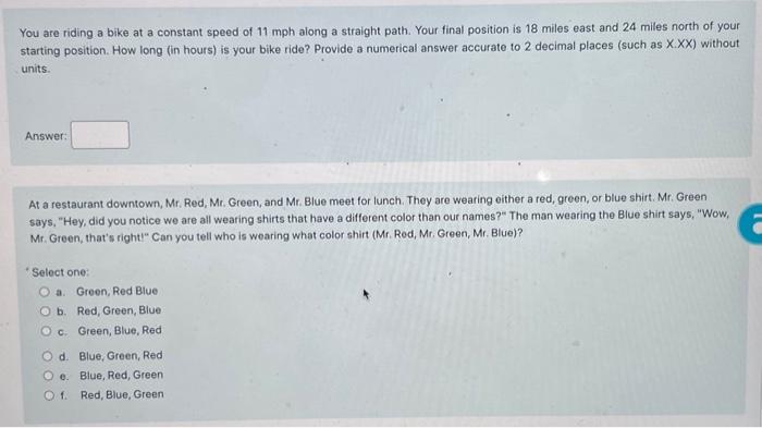 Solved You are riding a bike at a constant speed of \\( 11 | Chegg.com