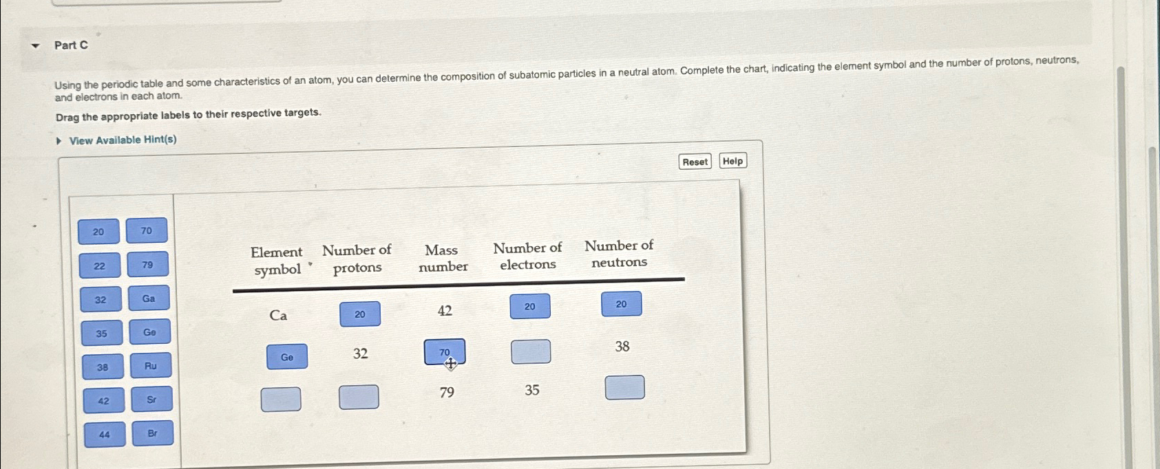 Solved Part C and electrons in each atom.Drag the | Chegg.com