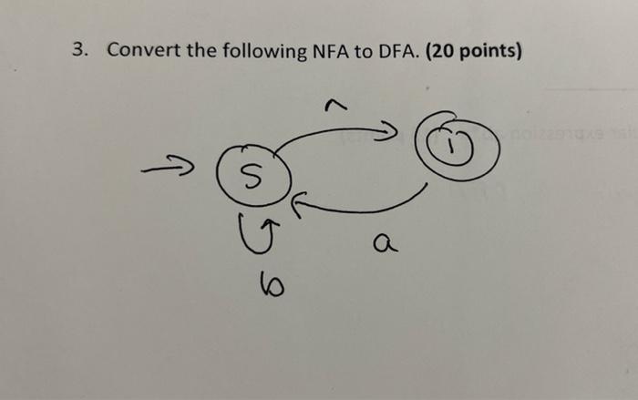 Solved 3. Convert the following NFA to DFA. (20 points) | Chegg.com