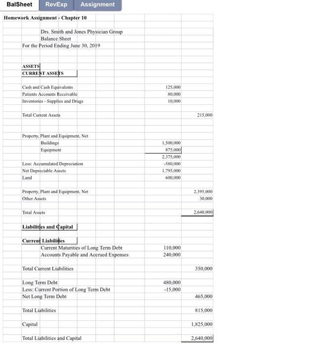 Solved BalSheet RevExp Assignment Homework Assignment - | Chegg.com