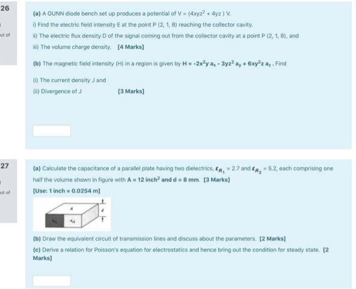 Solved 26 . ut of (a) A GUNN diode bench set up produces a | Chegg.com