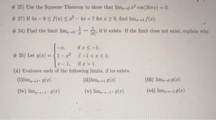 Solved 2.3 Calculating limits using limit laws: # 1) Given | Chegg.com