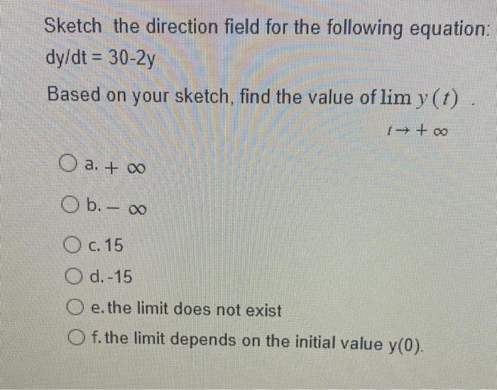 Solved Sketch the direction field for the following equation | Chegg.com