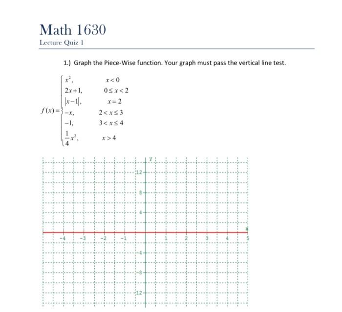 Solved 1 Graph The Piece Wise Function Your Graph Must 7318