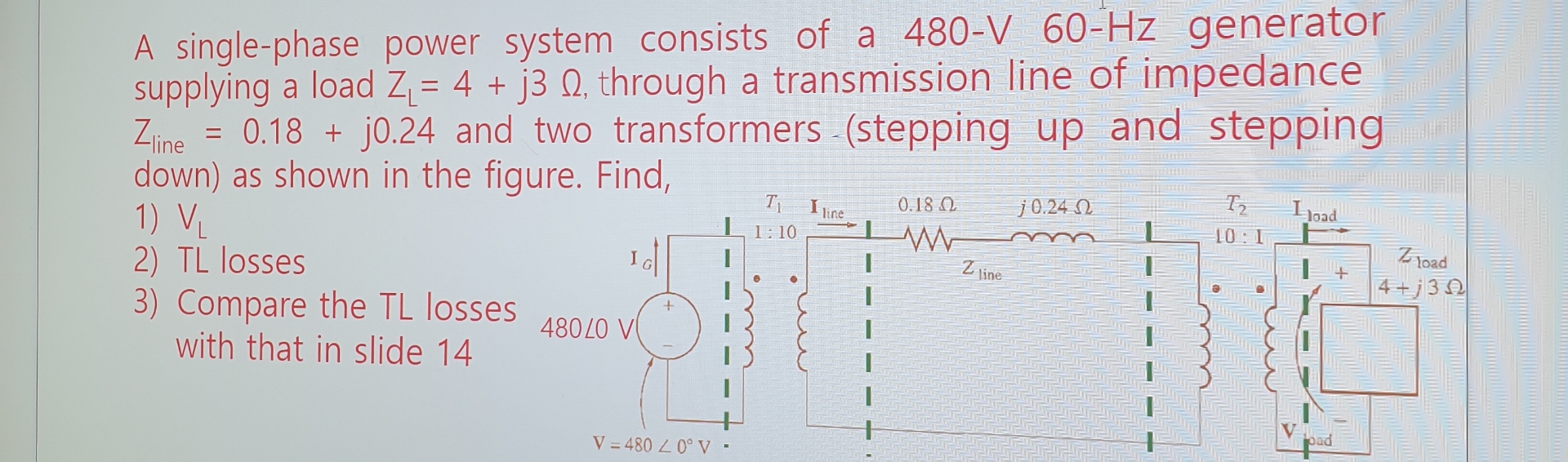 Solved A single-phase power system consists of a 480-V,60-Hz | Chegg.com