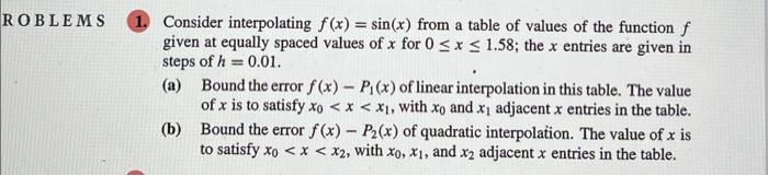Solved Suppose a table of values of f(x)=sin(x),0≤x≤1.58, is | Chegg.com