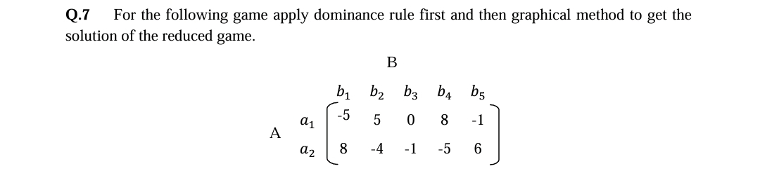 Solved Q. 7 ﻿For the following game apply dominance rule | Chegg.com