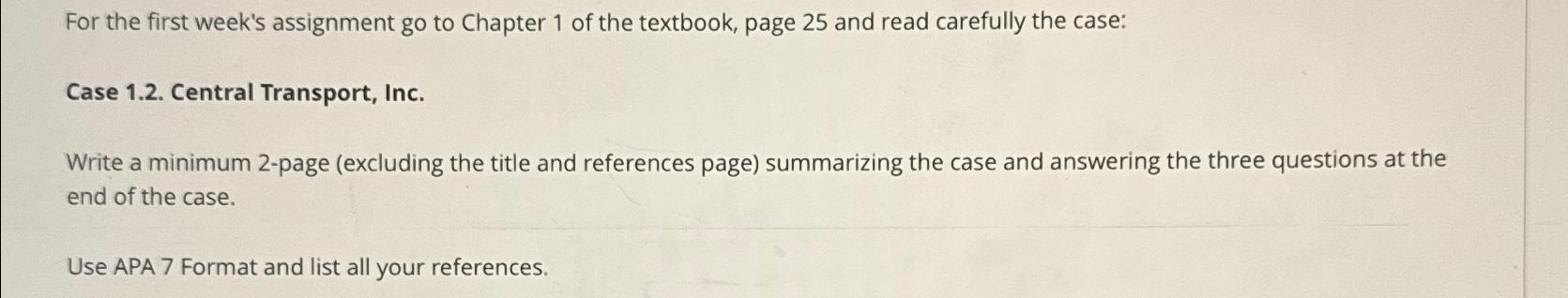 Solved For the first week's assignment go to Chapter 1 ﻿of | Chegg.com