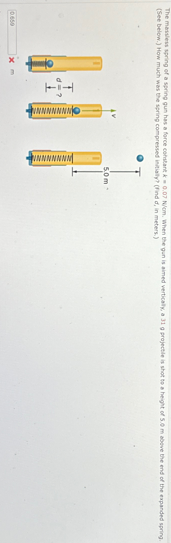 Solved The massless spring of a spring gun has a force | Chegg.com