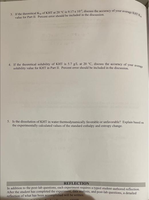 Solved DATA SHEET3. If the theoretical Kw of KHT at 20∘C is | Chegg.com