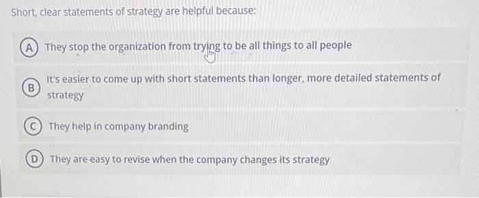 Solved Short, clear statements of strategy are helpful | Chegg.com