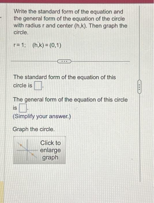 Solved Write the standard form of the equation and the | Chegg.com