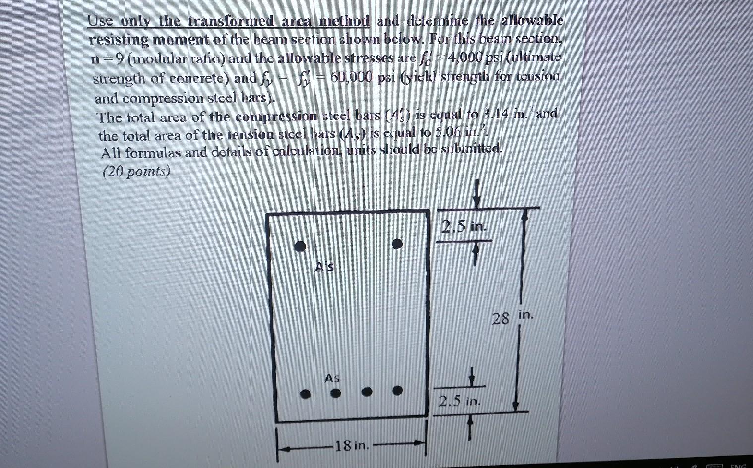 Solved Use only the transformed area method and determine | Chegg.com