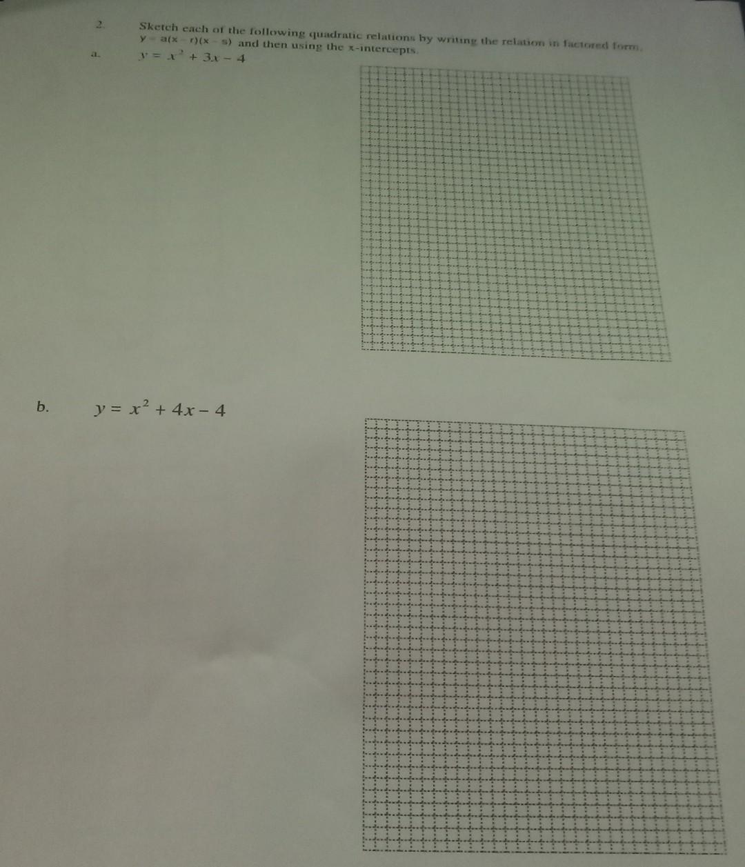Solved Sketch each of the following quadratics using a table | Chegg.com