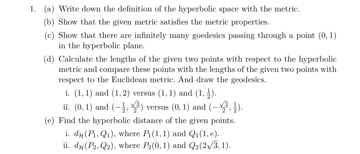 (a) ﻿Write down the definition of the hyperbolic | Chegg.com