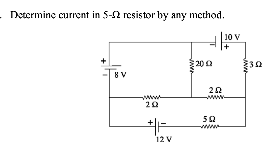 Determine current in 5-Ω ﻿resistor by ﻿mesh analysis | Chegg.com