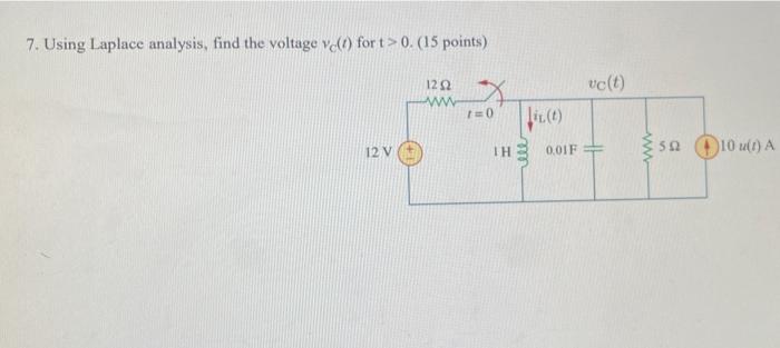 Solved 7. Using Laplace analysis, find the voltage vC(t) for | Chegg.com