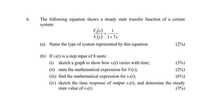 Solved The following equation shows a steady state transfer | Chegg.com