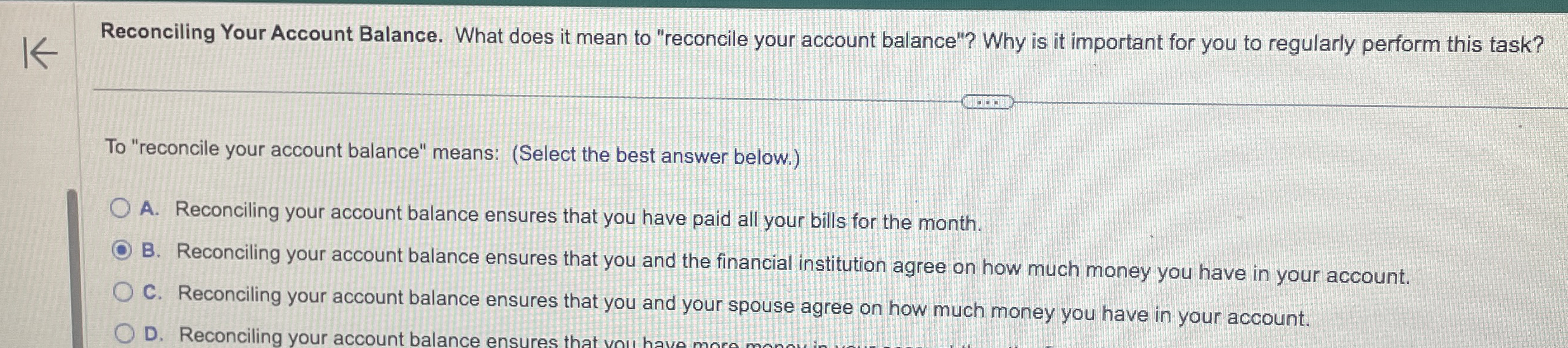 Reconciling Your Account Balance. What does it mean | Chegg.com