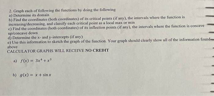 Solved 2. Graph each of following the functions by doing the | Chegg.com