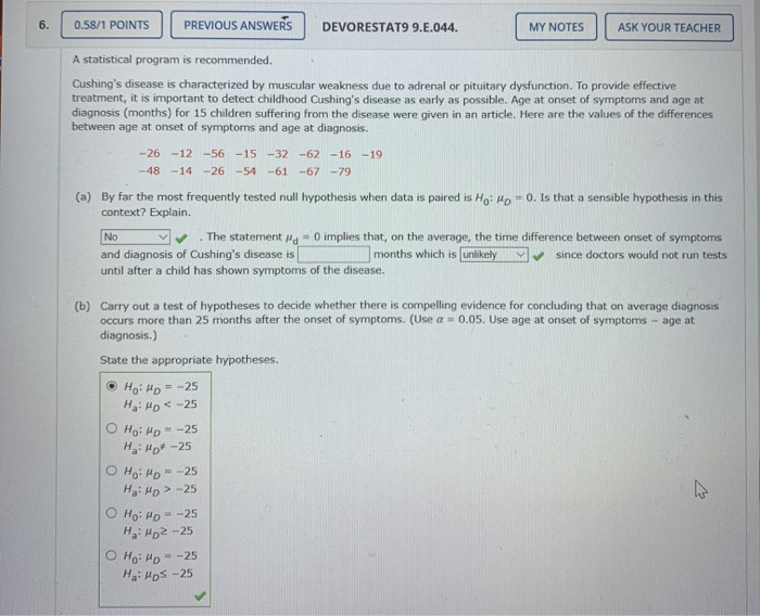 Solved 0.58/1 POINTS PREVIOUS ANSWERS DEVORESTAT9 9.8.044. | Chegg.com