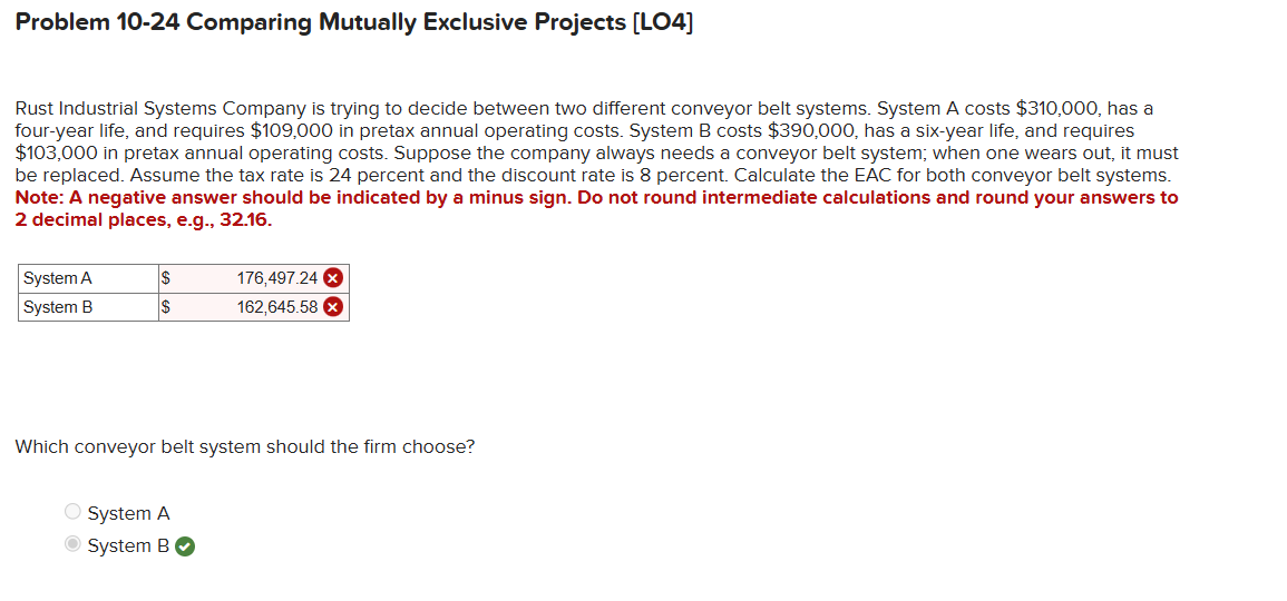 Solved Problem 10-24 ﻿Comparing Mutually Exclusive Projects | Chegg.com