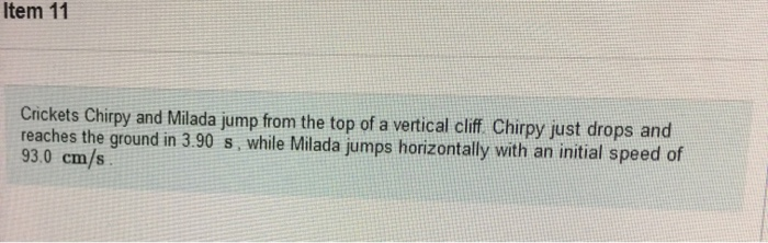 Solved Item 11 Crickets Chirpy And Milada Jump From The Top