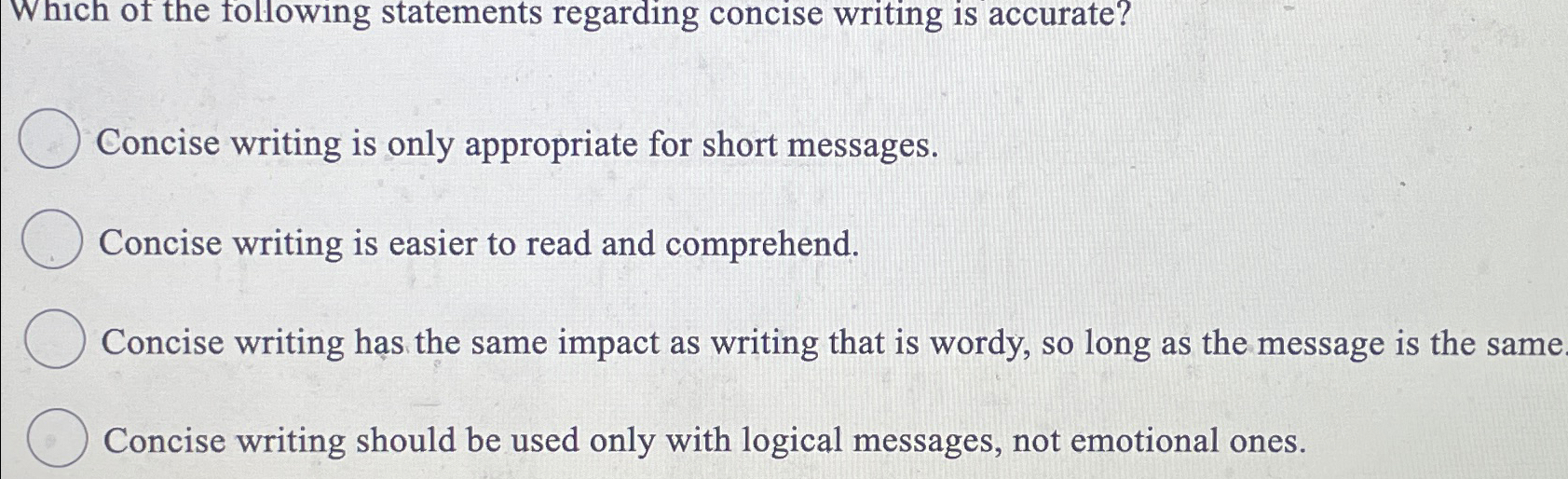 Solved Which of the following statements regarding concise | Chegg.com