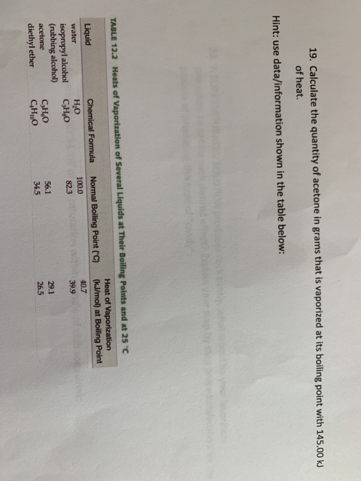 Solved 19. Calculate the quantity of acetone in grams that | Chegg.com