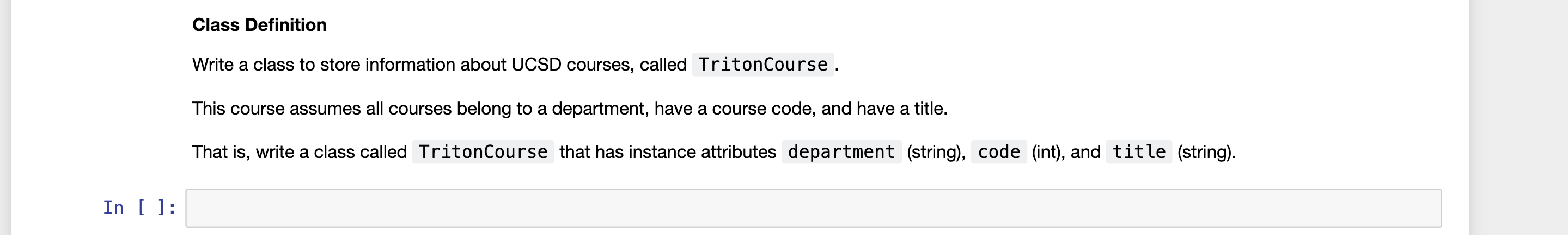 Solved Class DefinitionWrite a class to store information | Chegg.com