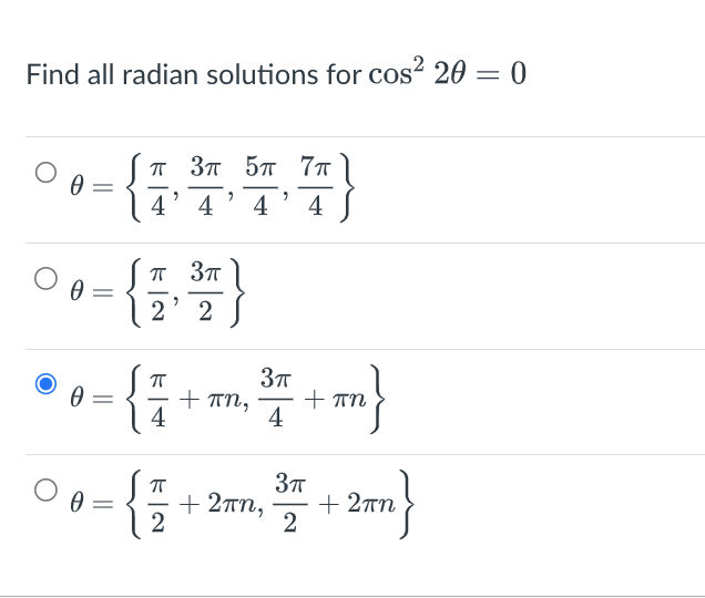 Solved Find all radian solutions for | Chegg.com