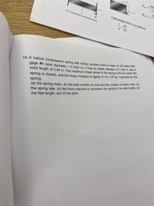Solved (4) A helical compression spring with simply squared | Chegg.com