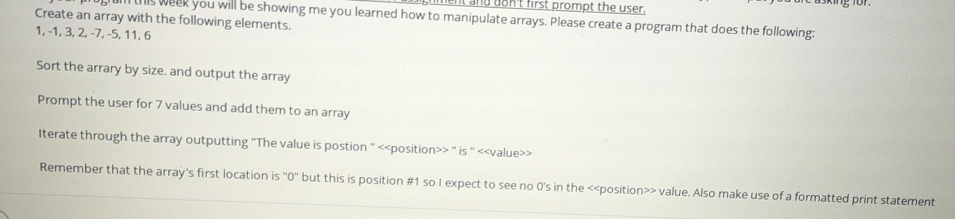 Solved Create an array with the following elements me you | Chegg.com