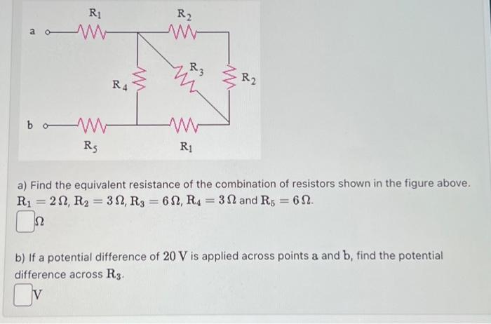 Solved a R₁ bom R5 R4 R2 R3 www R₁ M R2 a) Find the | Chegg.com