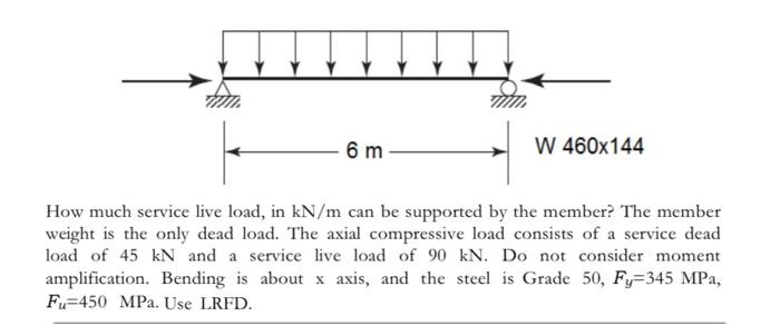Solved How much service live load, in kN/m can be supported | Chegg.com