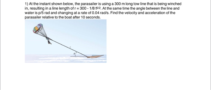 Solved 1) At the instant shown below, the parasailer is | Chegg.com