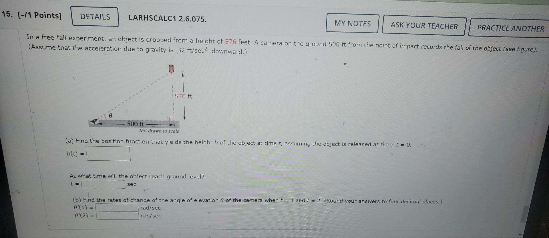 Solved In a free-fall experiment, an object is dropped from | Chegg.com