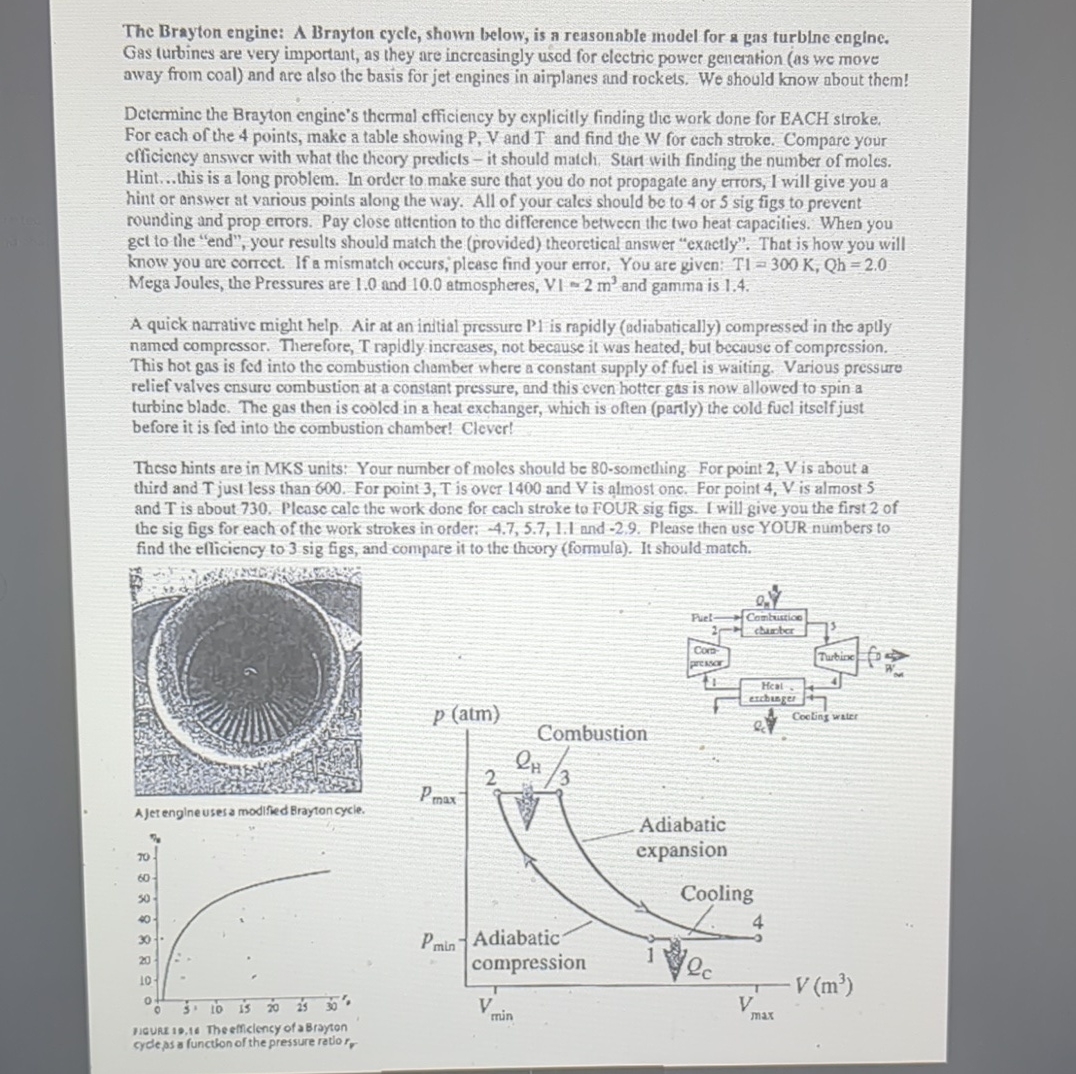 Solved A Brayton engine follows tho cycle shown. A jet | Chegg.com