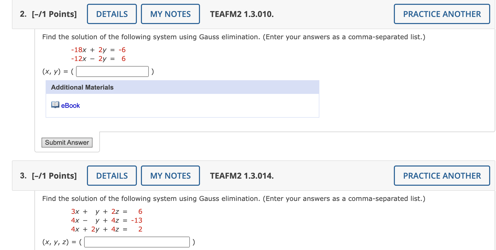 Solved Find the solution of the system using Gauss | Chegg.com