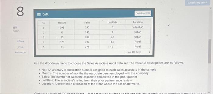 Solved Use the dropdown menu to choose the Sales Associate | Chegg.com