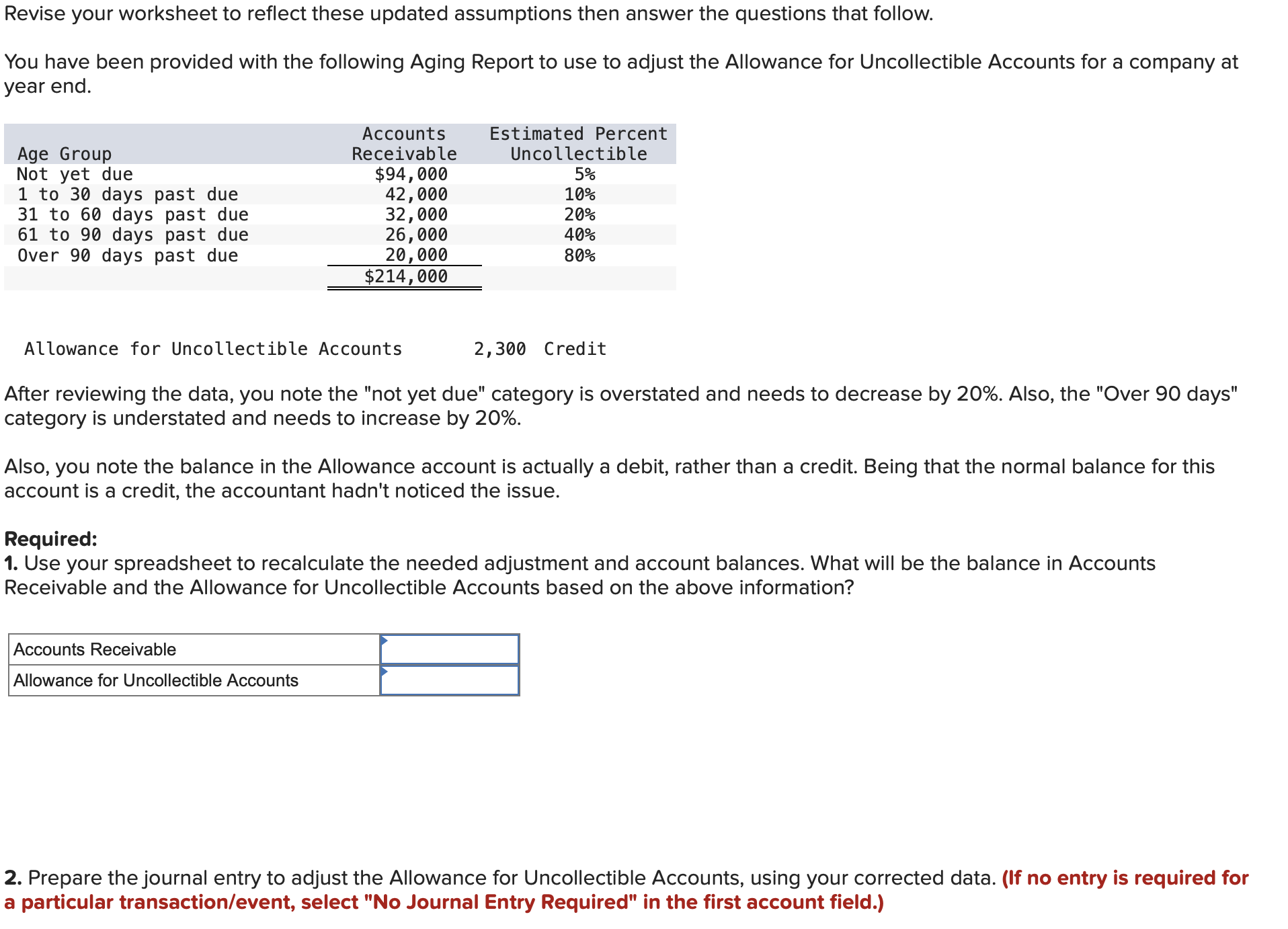 Solved Revise your worksheet to reflect these updated | Chegg.com
