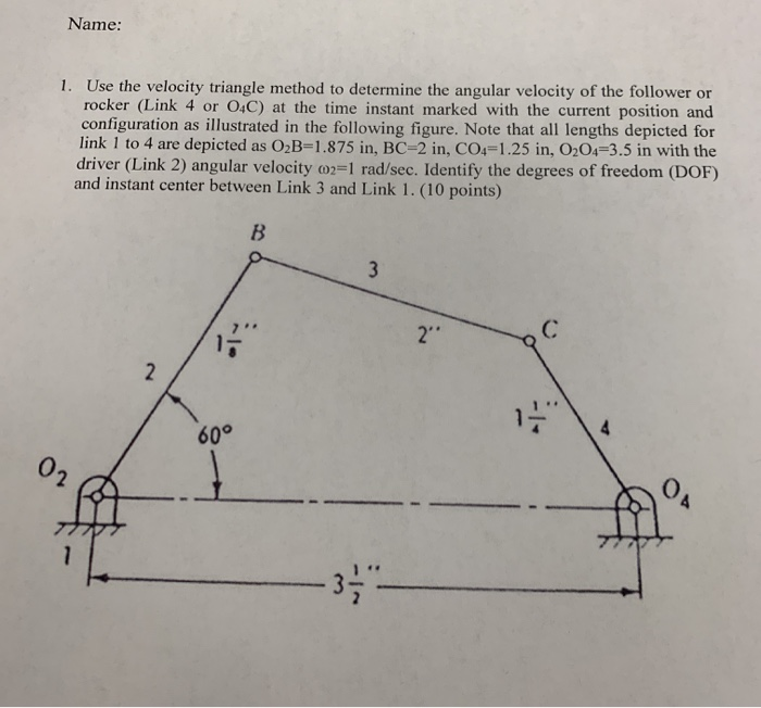 Solved Name: 1. Use the velocity triangle method to | Chegg.com