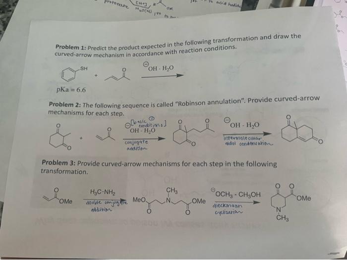 Solved Problem 1: Predict the product expected in the | Chegg.com