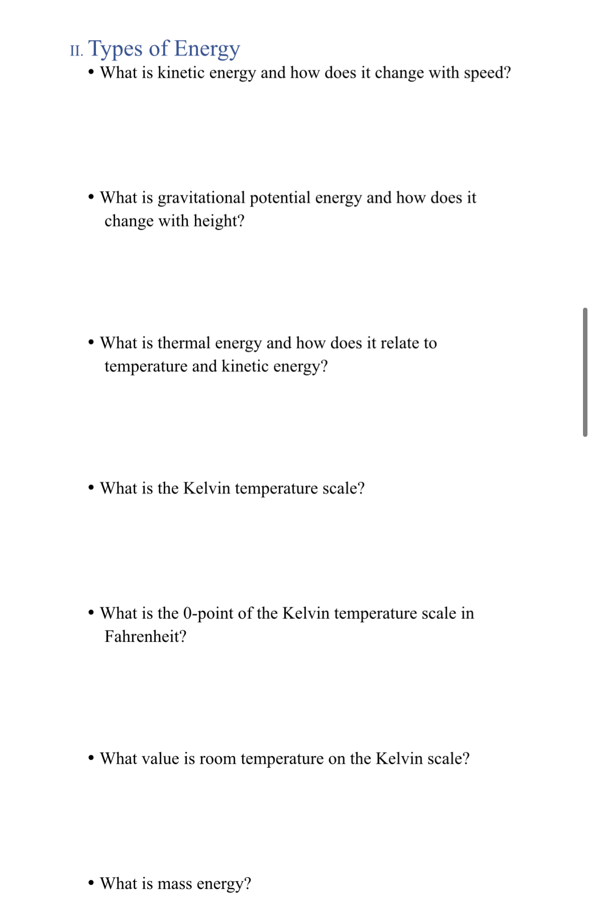 Solved II. ﻿Types of EnergyWhat is kinetic energy and how | Chegg.com