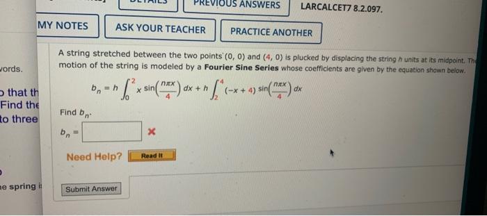 Solved A string stretched between the two points (0,0) and | Chegg.com
