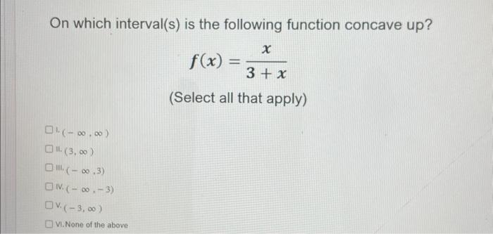 Solved On which interval(s) is the following function | Chegg.com