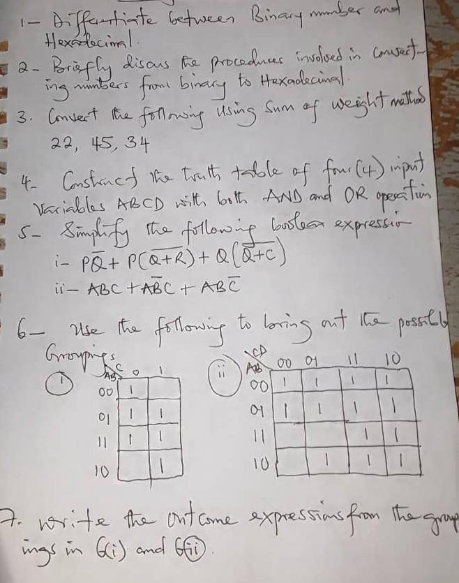 Solved 1- Aifferntiate between Binary mumber and | Chegg.com
