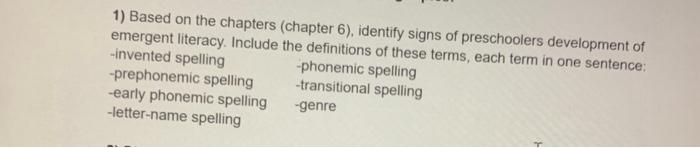 1) Based on the chapters (chapter 6), identify signs | Chegg.com